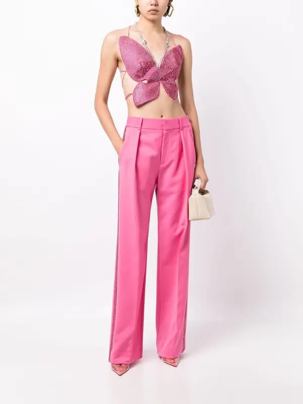 Area Crystal Embellished Trousers - Pink - 71% Off