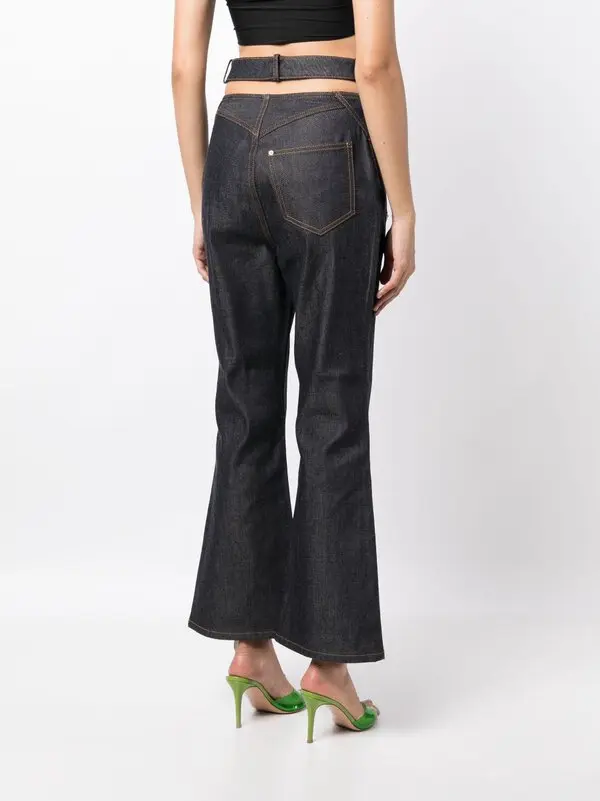 AREA Butterfly Cut-out Flared Jeans