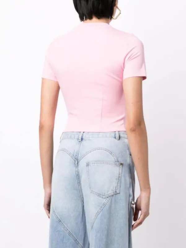 AREA Crystal-embellished Bustier T-shirt
