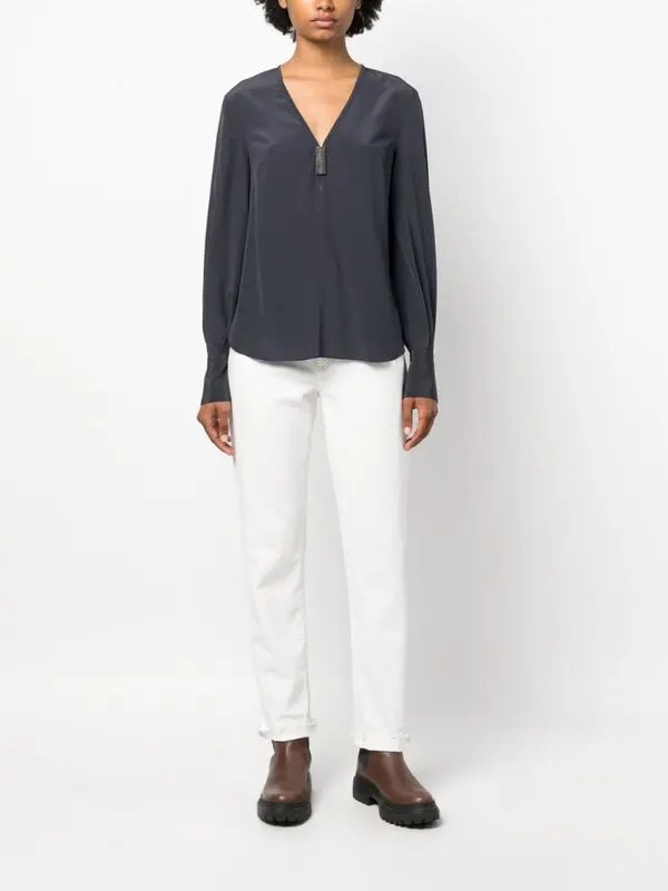 Brunello Cucinelli Bead-detail Silk Blouse