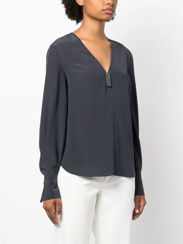 Brunello Cucinelli Bead-detail Silk Blouse