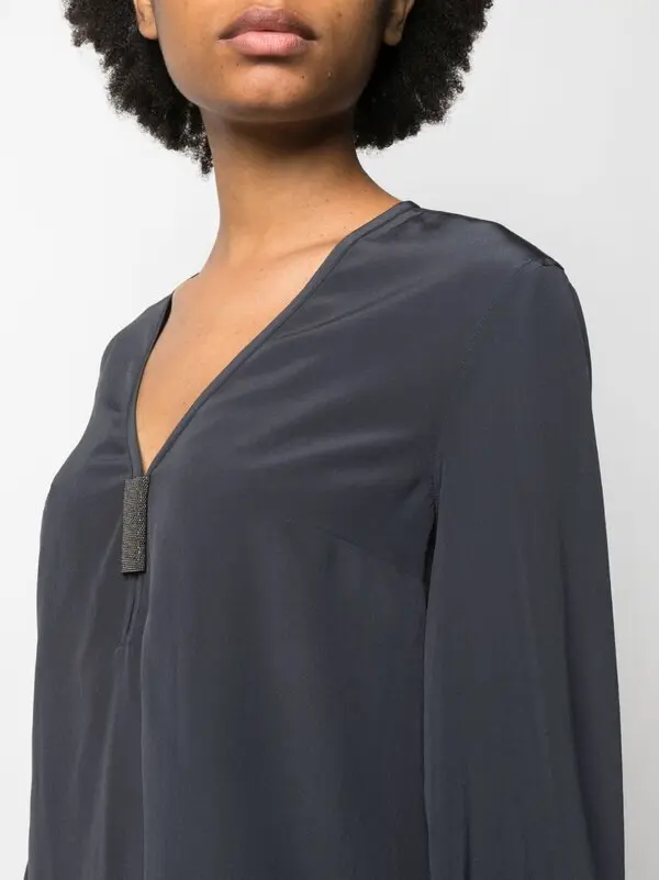 Brunello Cucinelli Bead-detail Silk Blouse