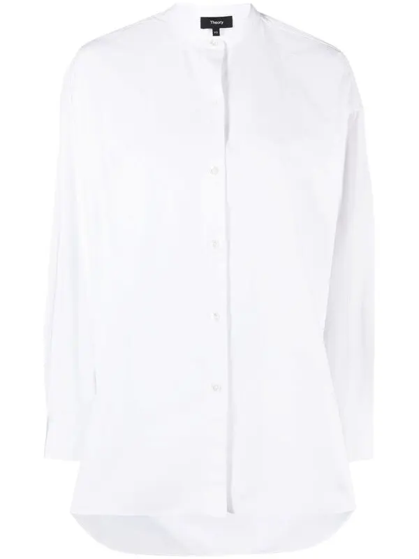 Theory Collarless Cotton Shirt