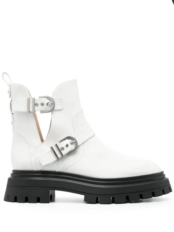 STUART WEITZMAN Bedford Leather Boots - White