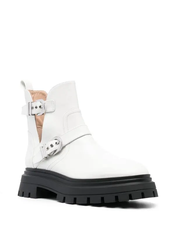 STUART WEITZMAN Bedford Leather Boots - White
