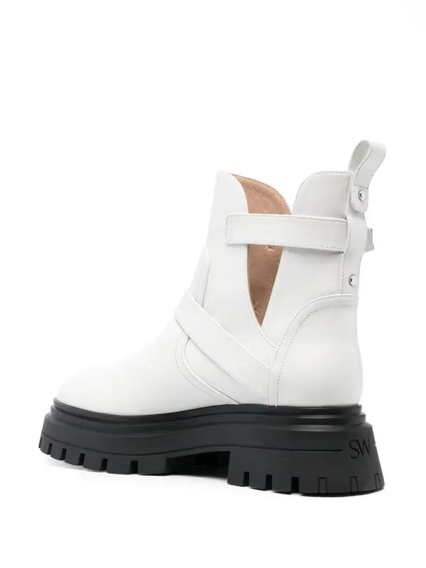 STUART WEITZMAN Bedford Leather Boots - White
