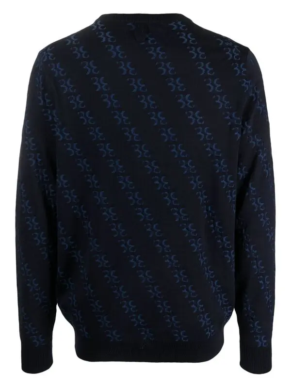 BILLIONAIRE Monogram-jacquard Knitted Jumper - Blue
