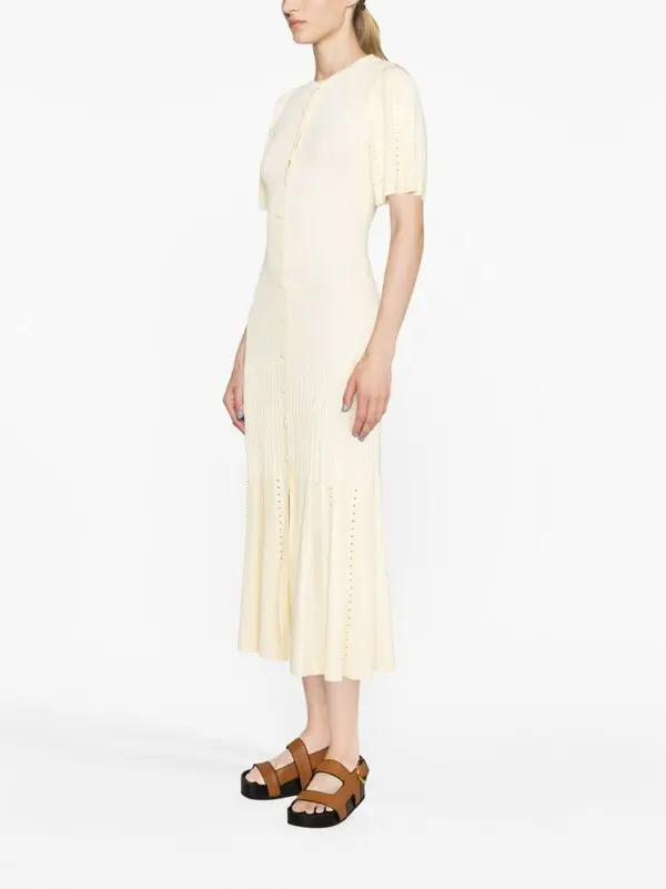 sandro menia midi dress Sandro Menia Knitted-Construction Midi Dress In Neutrals - 50% Off