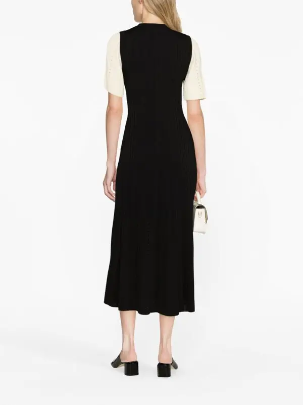 Sandro Ribbed-knit Button-up Midi Dress