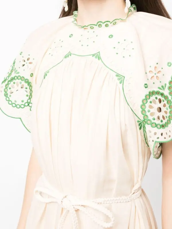 Zimmermann Raie Embroidered Midi Dress