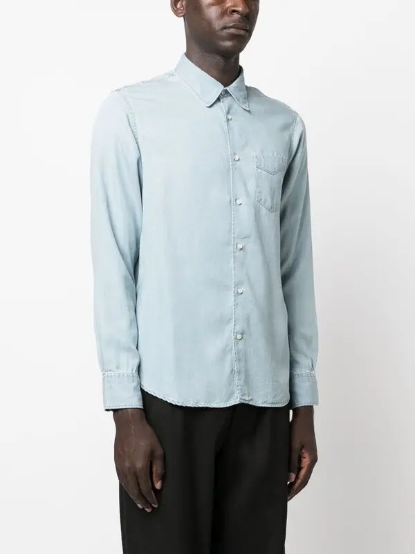 Officine Générale Button-up Lyocell Shirt - Blue