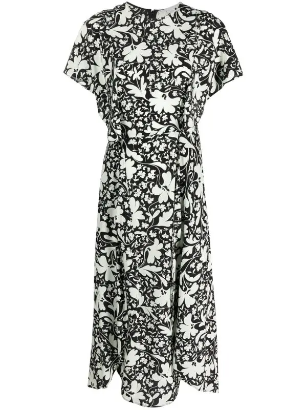 Stella McCartney Floral-print Silk Midi Dress - Black