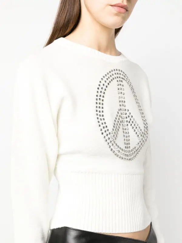 Moschino Studded Peace Sign Wool-blend Jumper