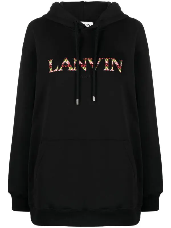 LANVIN Logo-embroidered Hoodie - Black