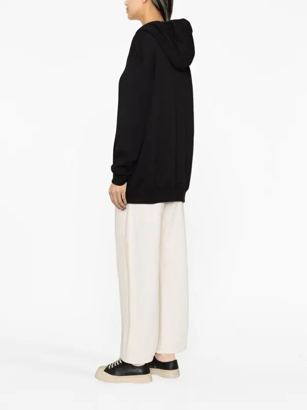 LANVIN Logo-embroidered Hoodie - Black