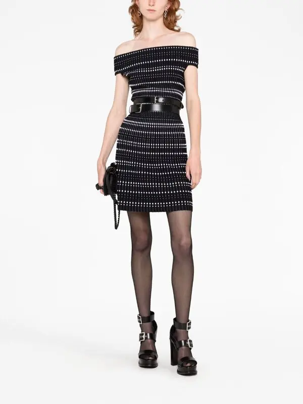 Alexander McQueen Off-shoulder Knitted Minidress