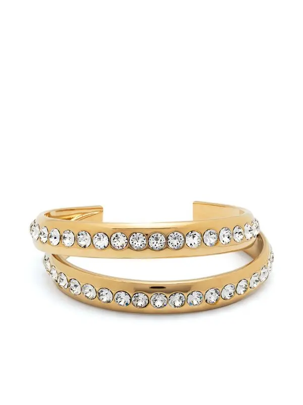 Amina Muaddi Jahleel Crystal Bangle Bracelet - Gold