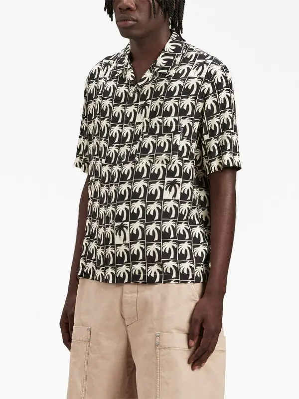 Palm Angels Palm-tree Print Bowling Shirt - Black
