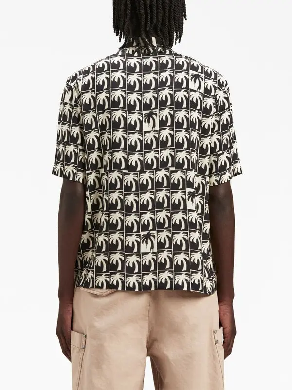 Palm Angels Palm-tree Print Bowling Shirt - Black