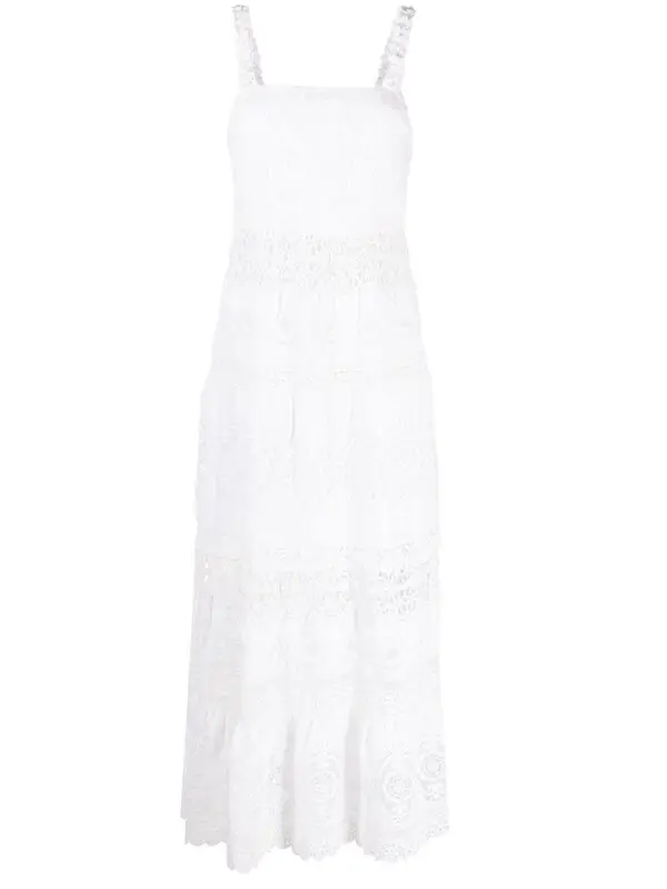 Alice + Olivia Alora Embroidered Midi Dress - White