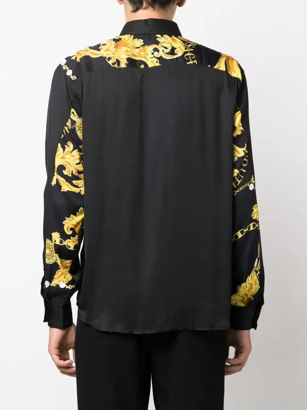 Versace Baroque-print Spread-collar Shirt