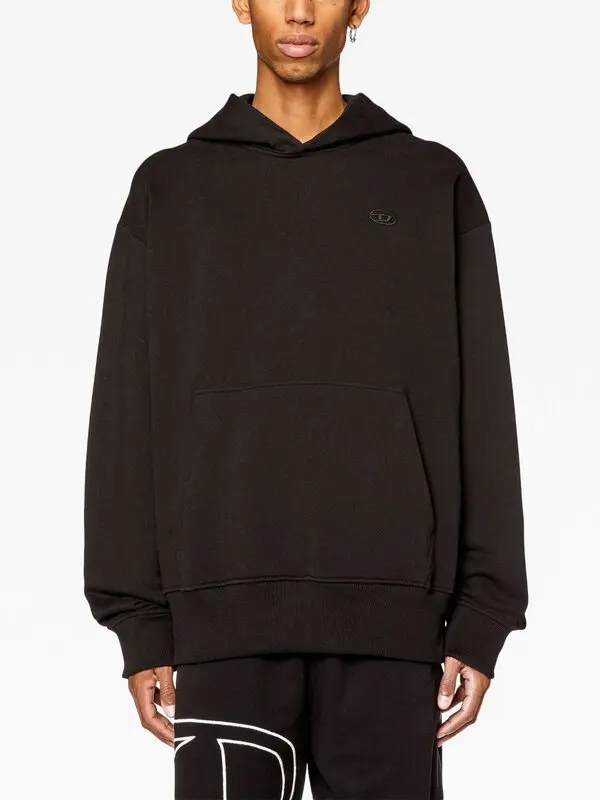 DIESEL® Cotton Hoodie With Embroidered Logo Detail