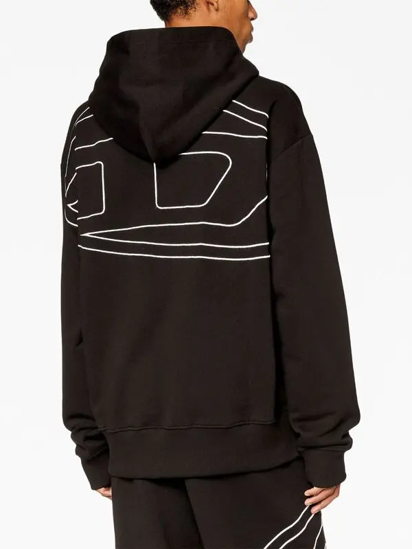 DIESEL® Cotton Hoodie With Embroidered Logo Detail