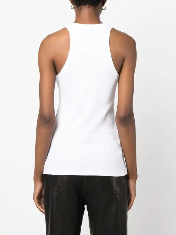 Pinko Logo-print Ribbed Tank Top - White