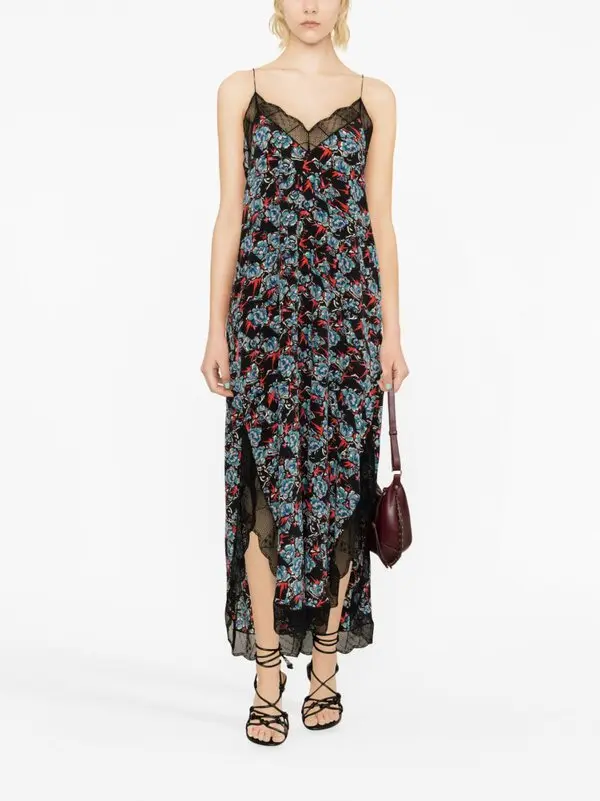 Zadig&Voltaire Risty Floral-print Silk Slip Dress - Black