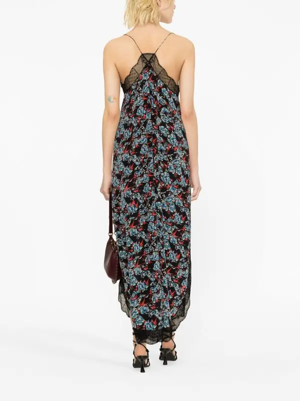 Zadig&Voltaire Risty Floral-print Silk Slip Dress - Black