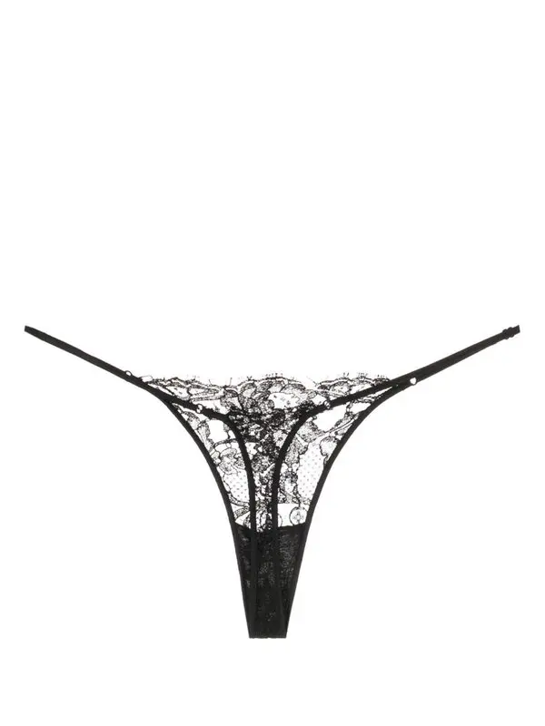 Kiki De Montparnasse Sheer Lace-detail Cotton Thong