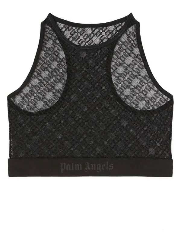 Palm Angels Sheer-lace Logo Racerback Bra