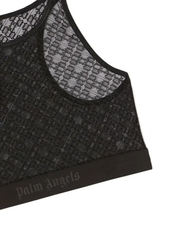 Palm Angels Sheer-lace Logo Racerback Bra