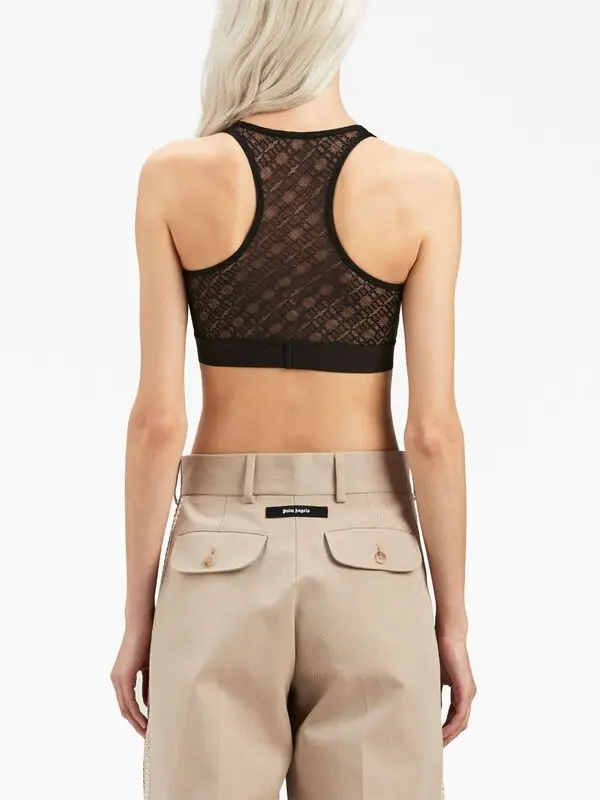 Palm Angels Sheer-lace Logo Racerback Bra