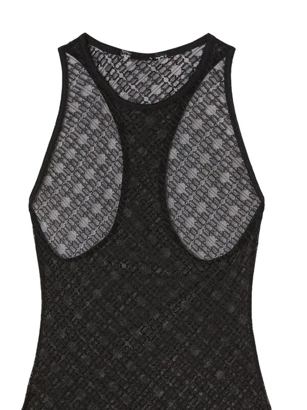 Palm Angels Sheer Lace Logo Racerback Bodysuit