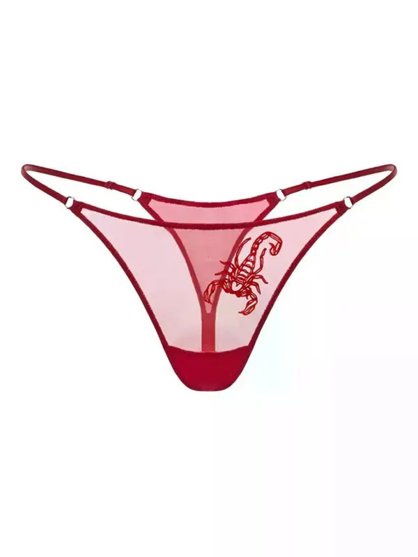 ZHILYOVA Scorpio-embroidery Tulle Thong - Red