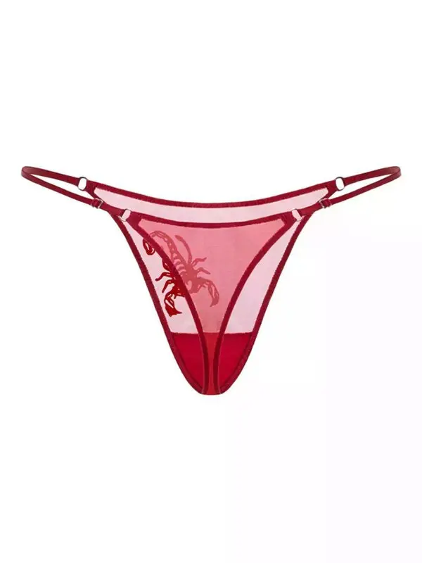 ZHILYOVA Scorpio-embroidery Tulle Thong - Red