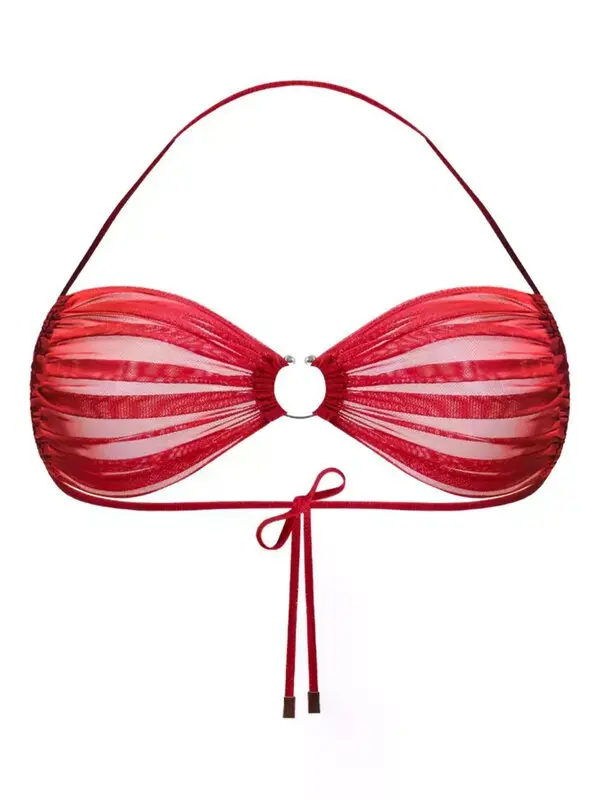 ZHILYOVA Icon Gathered-tulle Halterneck Bra - Red