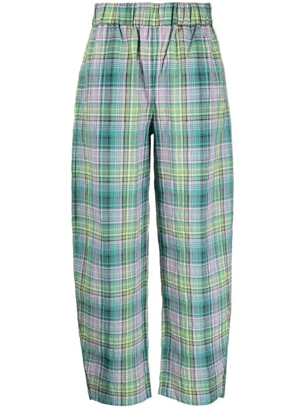 GANNI Check-pattern Seersucker Pants