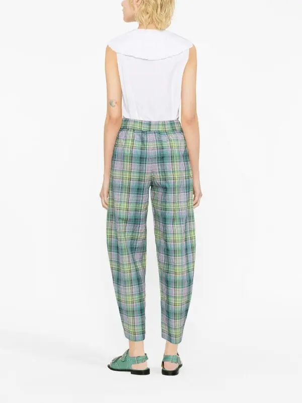 GANNI Check-pattern Seersucker Pants