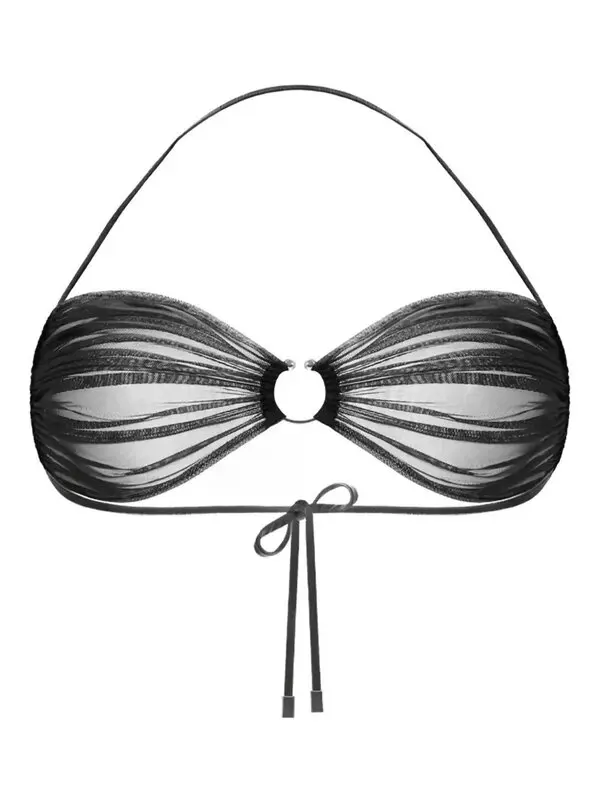 ZHILYOVA Icon Gathered-tulle Halterneck Bra - Black