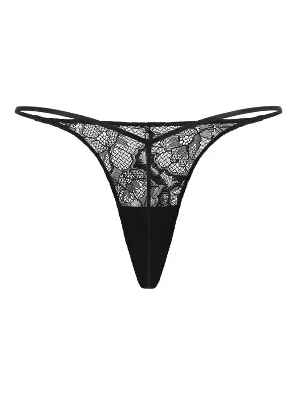 ZHILYOVA Tara Floral-lace Thong - Black