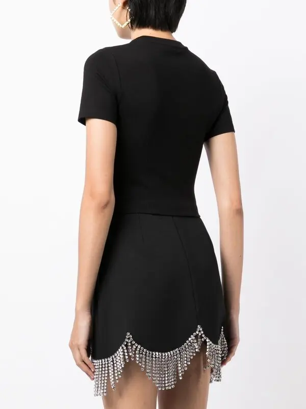 AREA Bustier-style Embellished T-shirt - Black