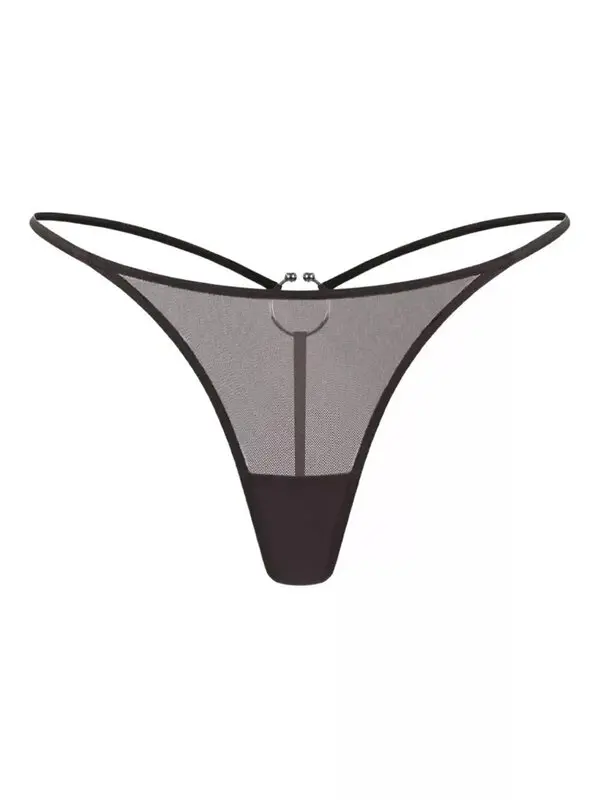 ZHILYOVA Dune Ring Hardware Sheer Thong - Brown