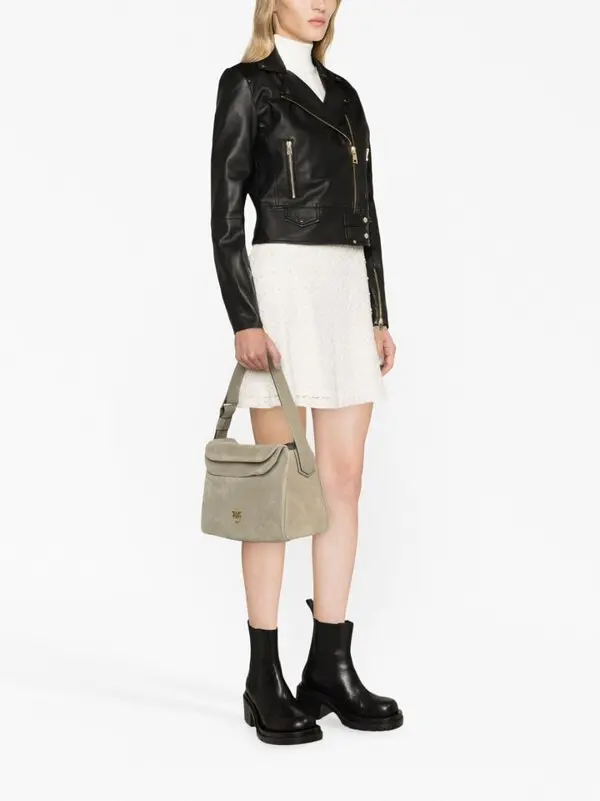 Pinko Big Leaf Suede Shoulder Bag