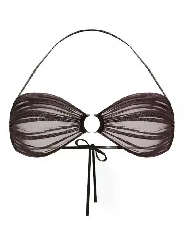 ZHILYOVA Icon Gathered-tulle Halterneck Bra - Brown