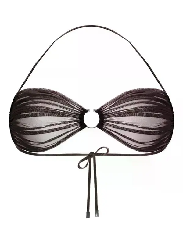 ZHILYOVA Icon Gathered-tulle Halterneck Bra - Brown