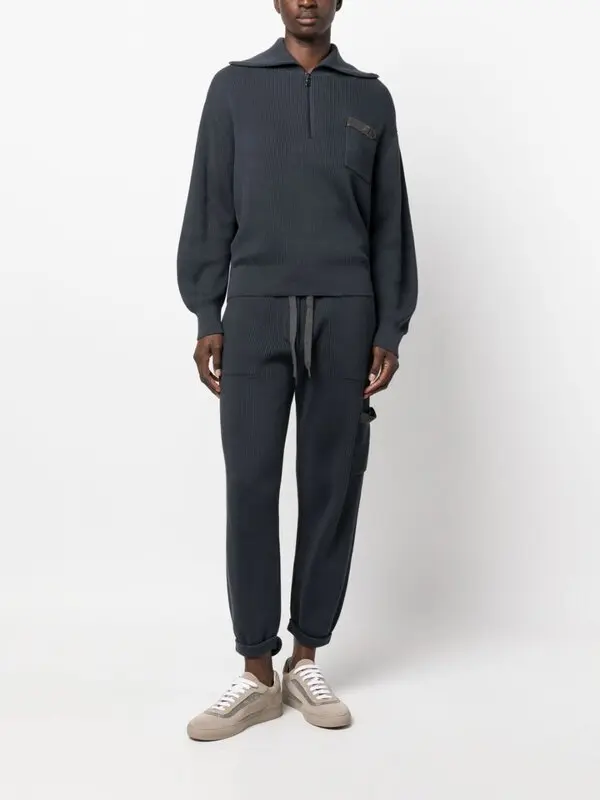Brunello Cucinelli Monili-embellished Half-zip Jumper