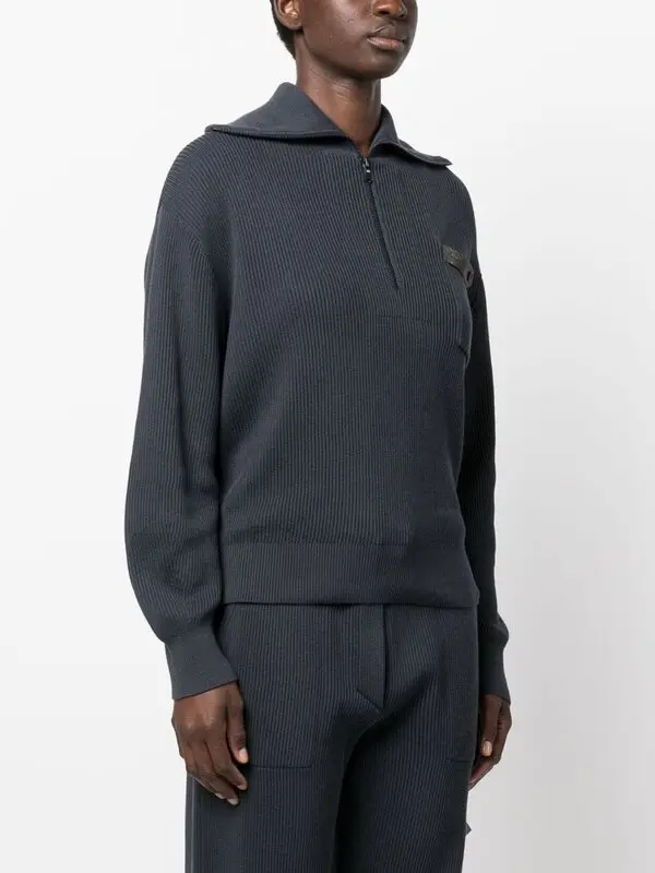 Brunello Cucinelli Monili-embellished Half-zip Jumper