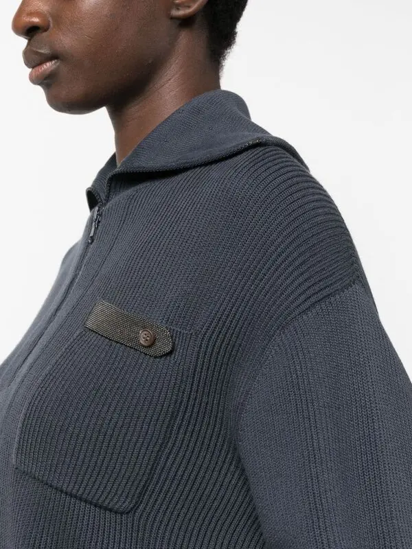 Brunello Cucinelli Monili-embellished Half-zip Jumper
